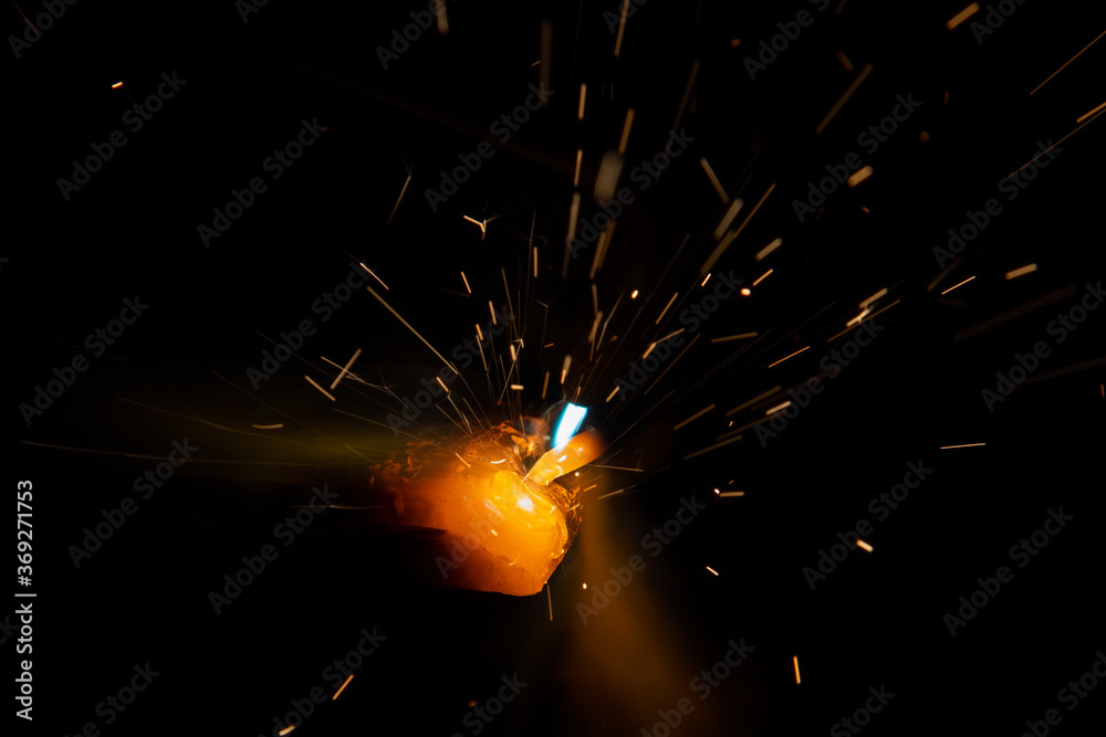 the burning of the arc for manual arc welding Stock Photo | Adobe Stock