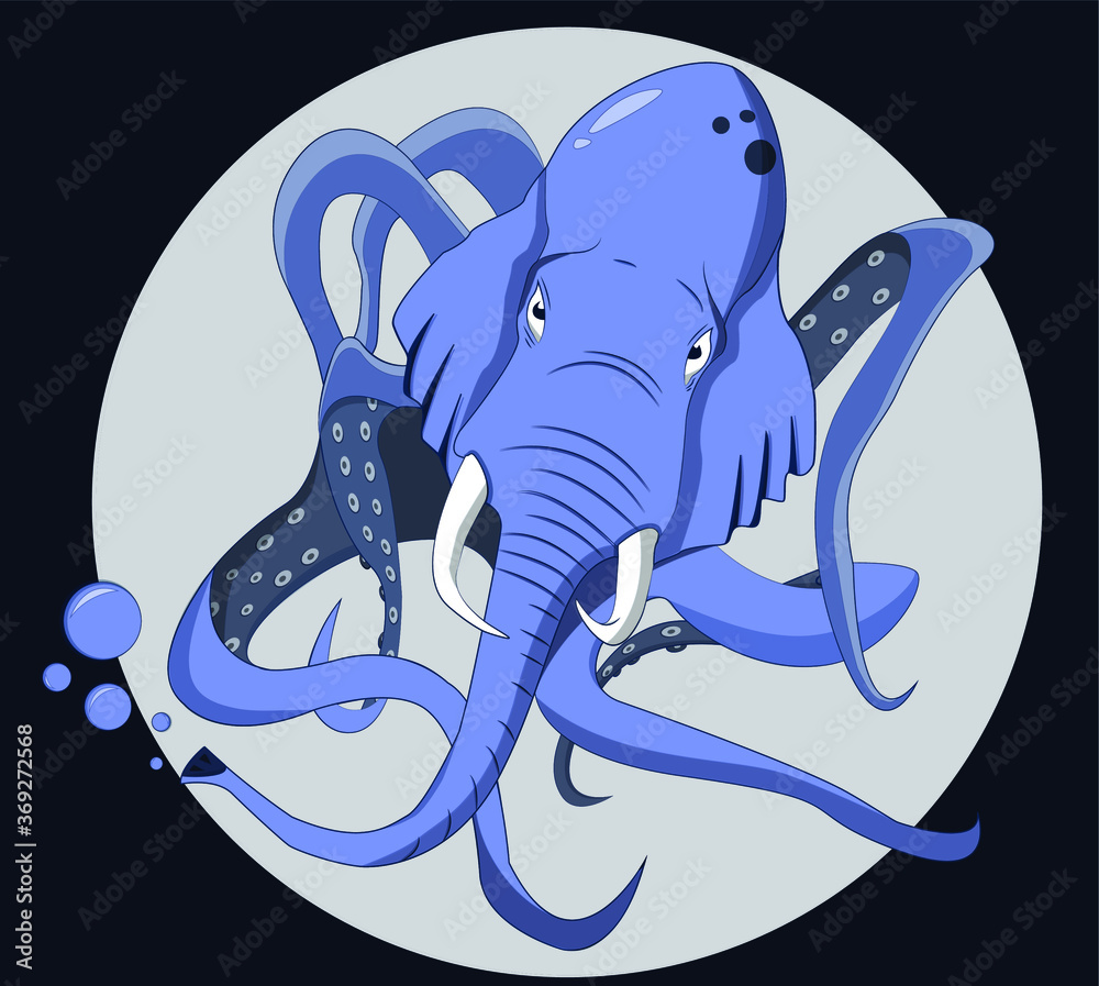 Elephant and octopus. Octophant. Vector Illustration. Mythical animal ...