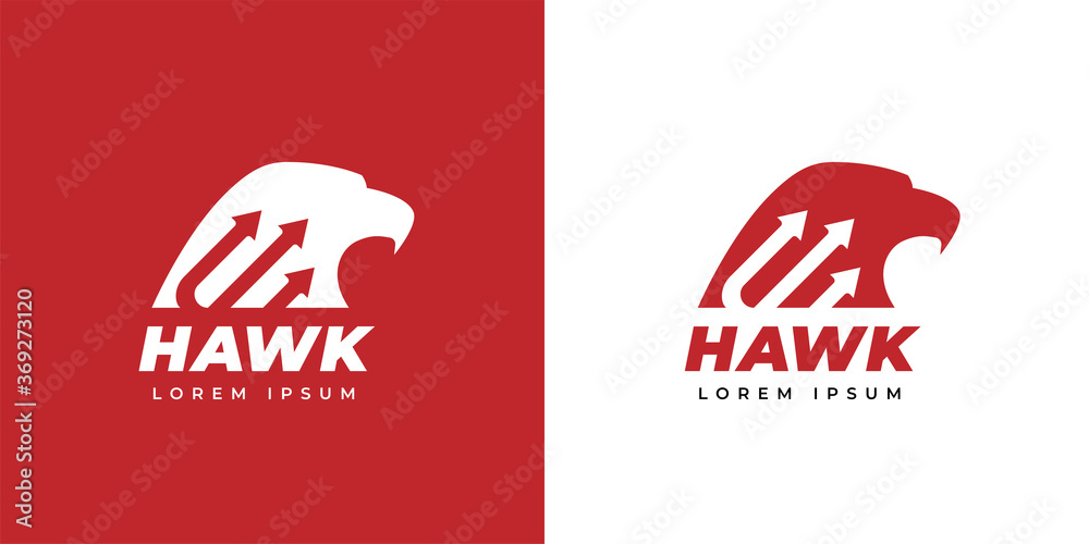 Hawk logo icon design. Concept eagle head silhouette with trident fork ...
