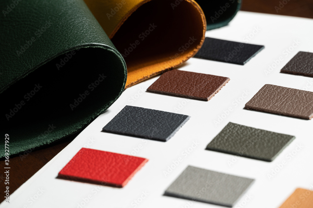 leather swatch book with various different colors. Stock Photo | Adobe ...