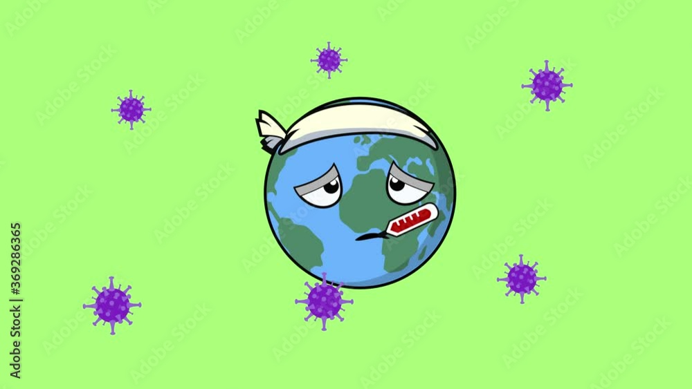 Sick earth planet checking temperature Stock Video | Adobe Stock