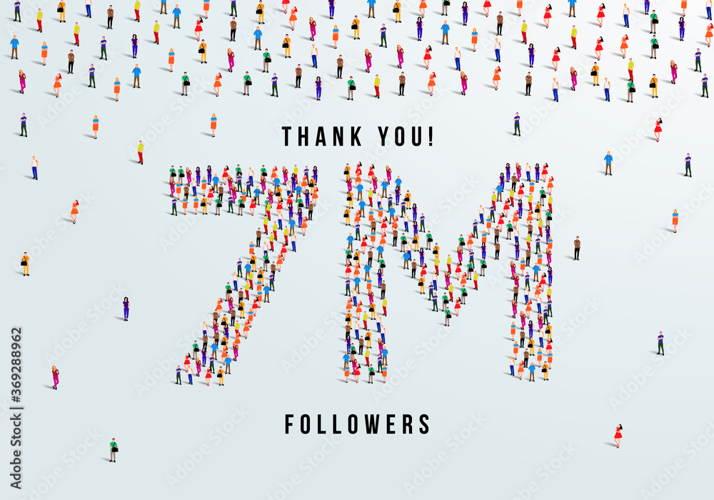 Thank you 7 million or seven million followers design concept made of ...