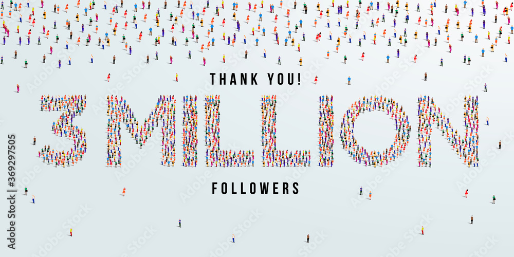 Thank you 3 million or three million followers design concept made of ...