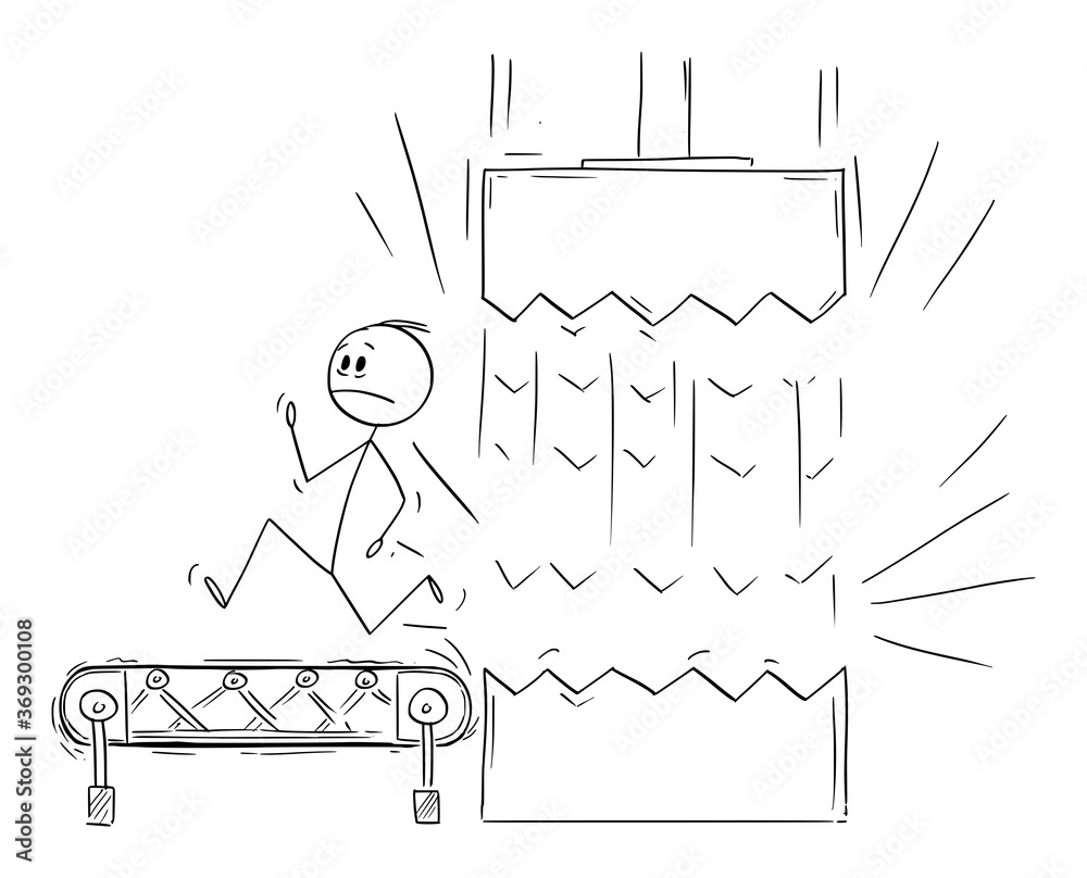 Vector cartoon stick figure drawing conceptual illustration of man or ...