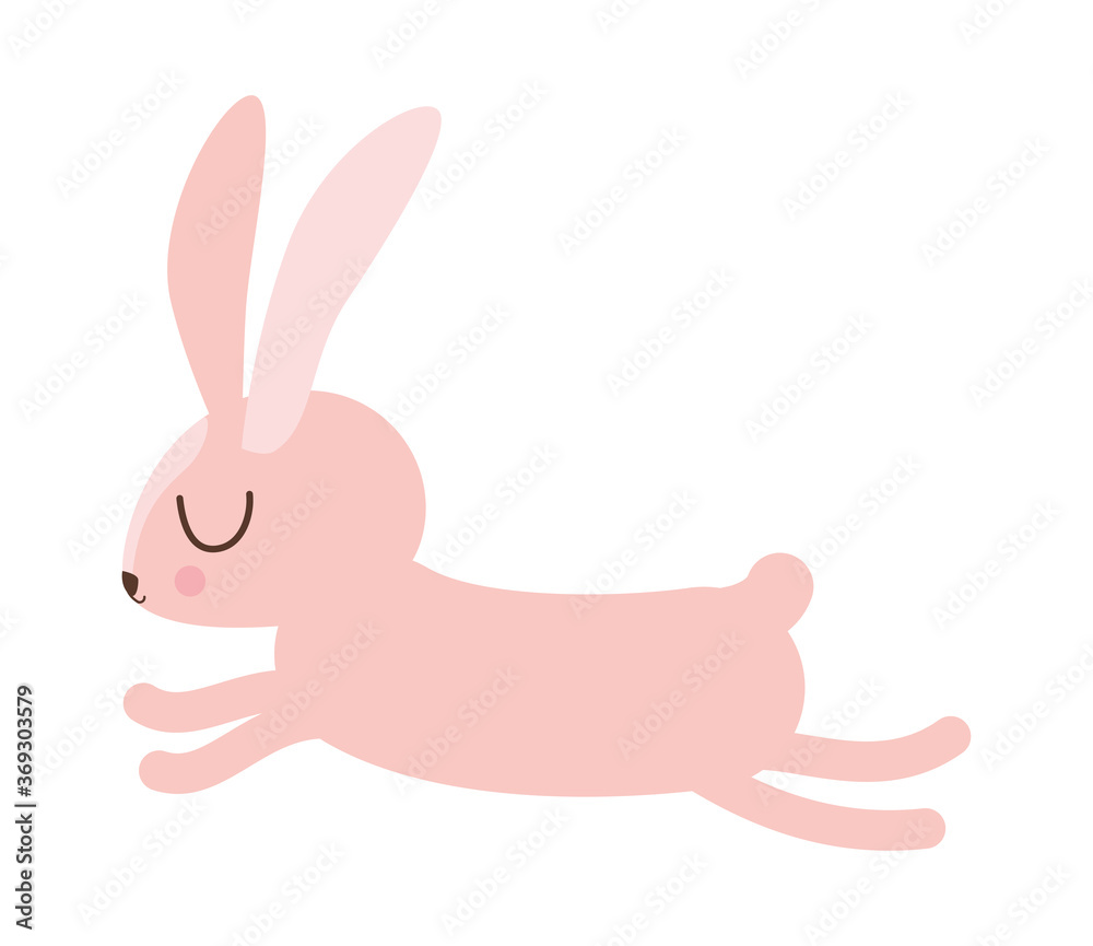 Cute pink rabbit cartoon jumping design, Animal zoo life nature and ...