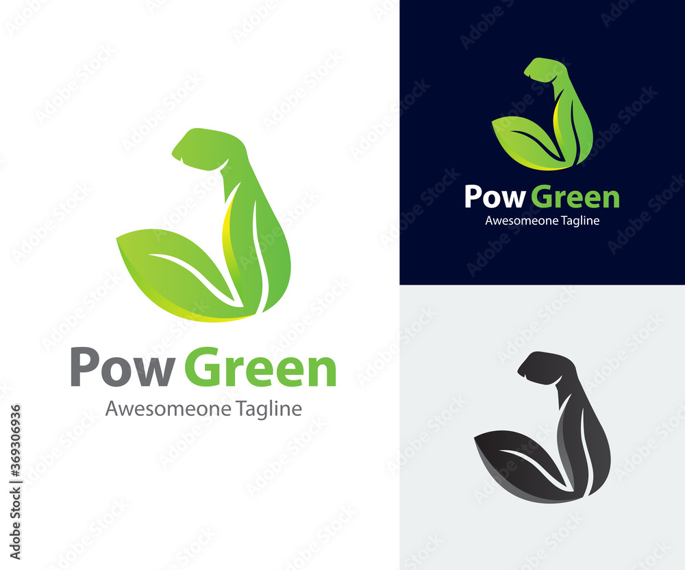 Hand And Leaf Logo Concept, Green Han Logo Design Stock Vector | Adobe ...