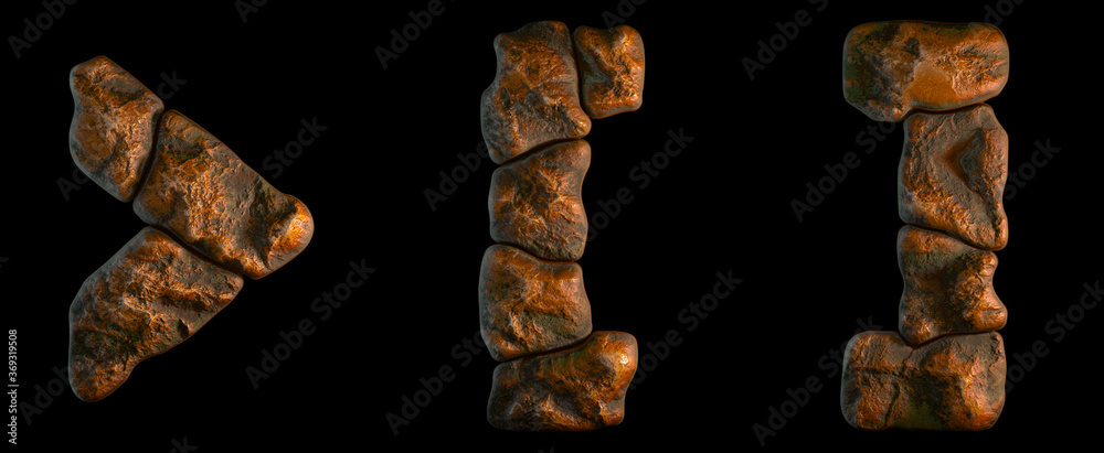 Set of rocky symbols right angle bracket, left and right square bracket ...