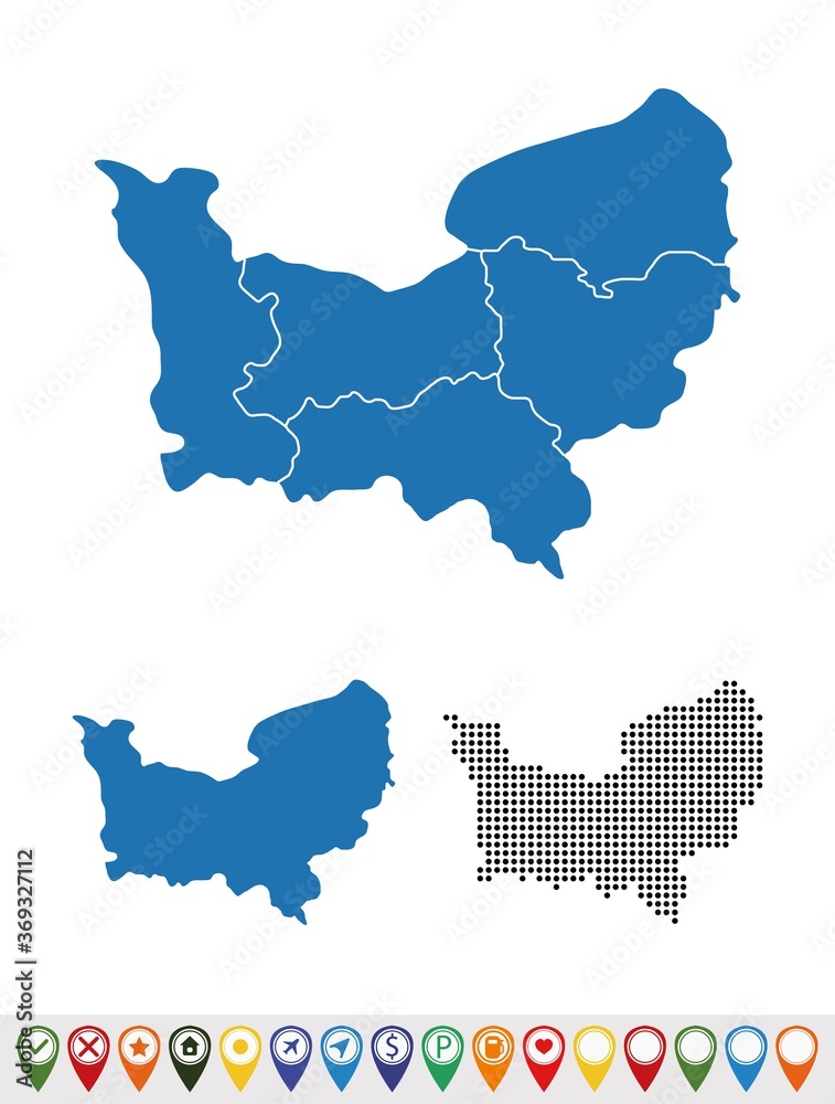 Poster Set outline maps of Normandy – Wall Art | UkPosters