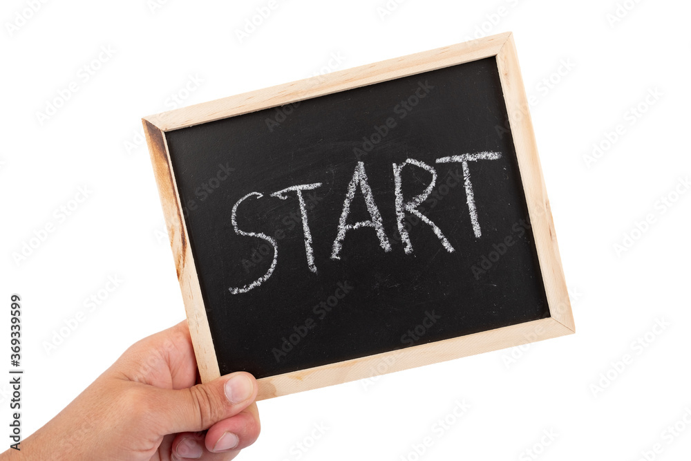 Zdjęcie Stock: Eine männliche Hand mit einer kleinen Schreibtafel, auf ...