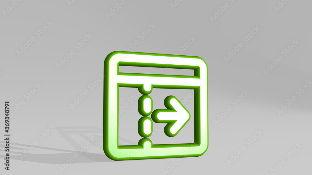 APP WINDOW MOVE RIGHT made by 3D illustration of a shiny metallic ...