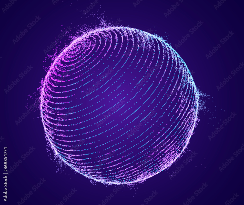 Technology particle sphere hologram vector. Data globe. Futuristic tech ...