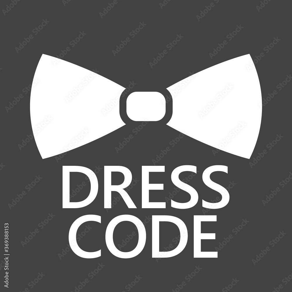 Dress code with gentlemen neck bow and sign. Flat vector illustration ...