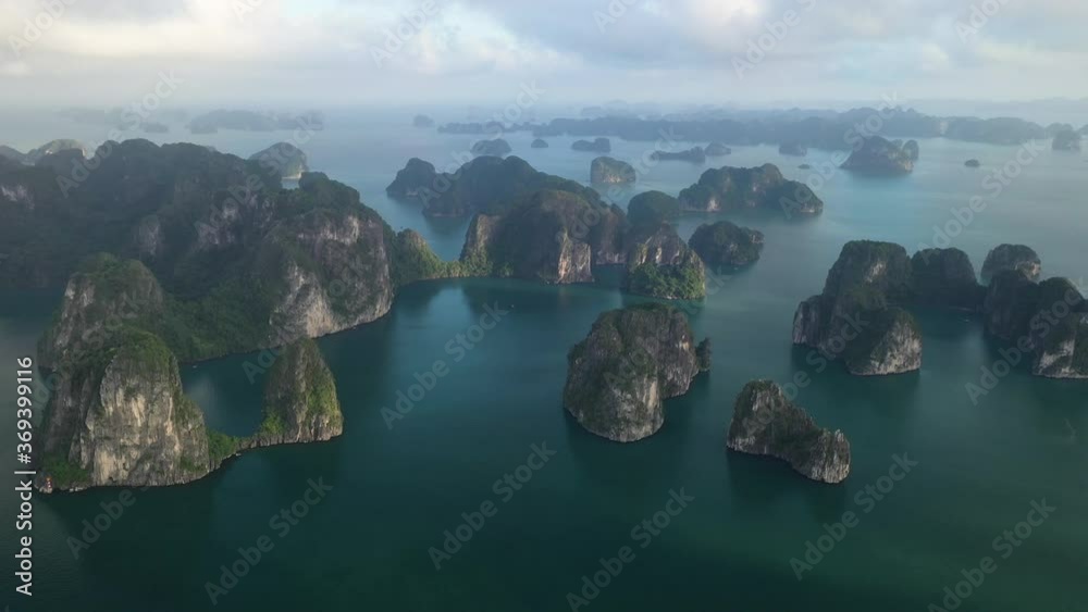 Ha Long Bay, Vietnam. Drone Aerial View of Scenic Limestone Islets ...