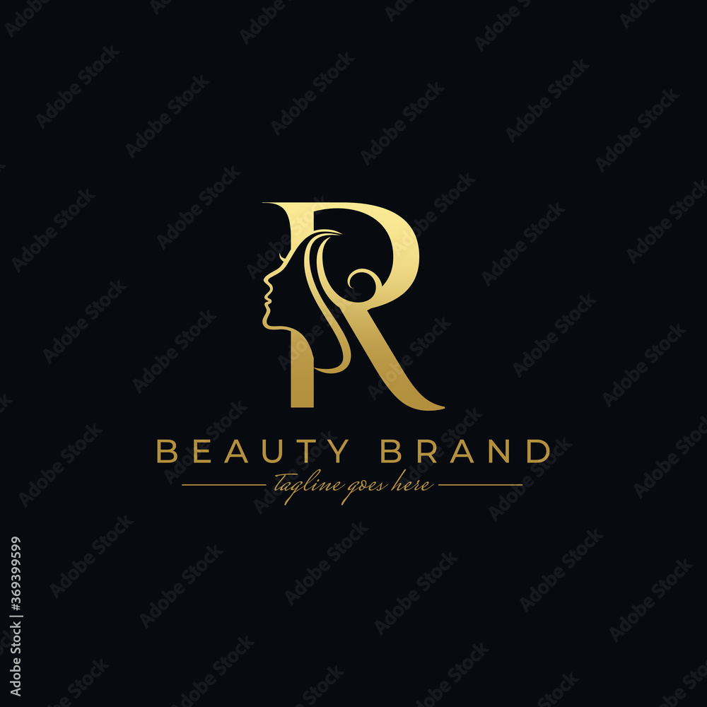 Letter R Beauty Face, Hair Salon Logo Design Stock Vector | Adobe Stock