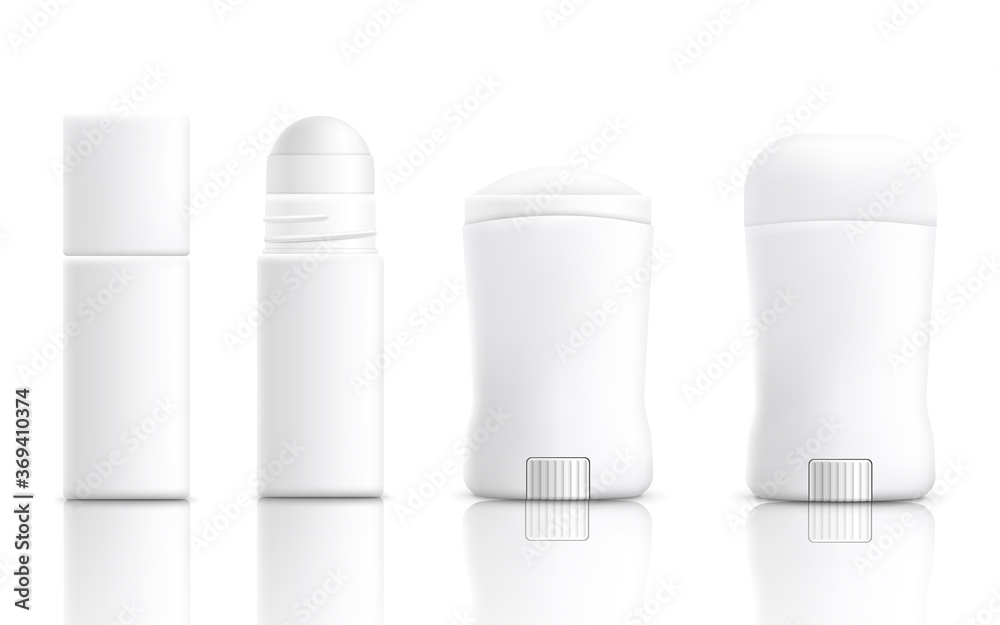 Different deodorant bottles mockups realistic vector illustration ...
