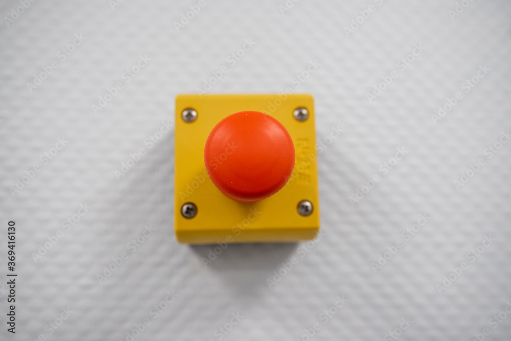 Big red button for emergency stop machinery Stock Photo | Adobe Stock