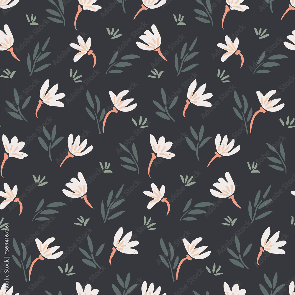 Swaying night jasmines seamless vector pattern. Great for home decor ...