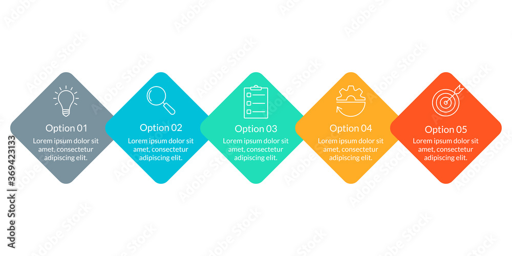 5 steps, option or levels info graphic design with five business icons ...