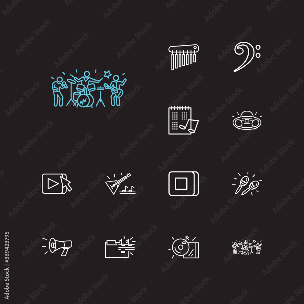 Musical icons set. Music folder and musical icons with musical calendar ...