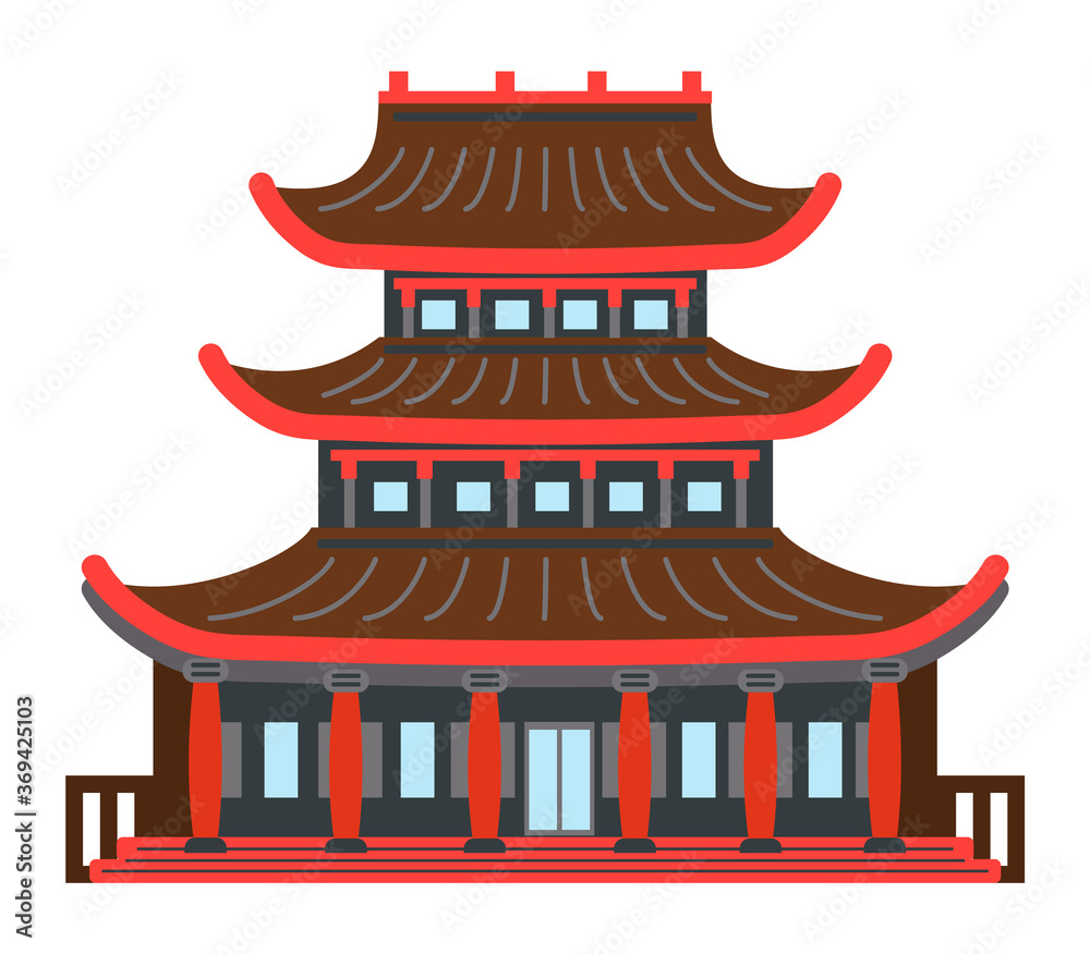 Vecteur Stock Asian or Chinese building or temple in the traditional ...