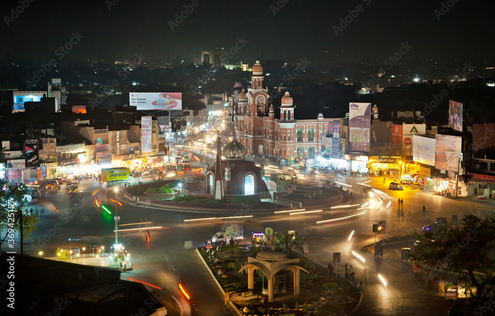 slow shutter night photography clock tower ghanta ghar Multan Stock ...