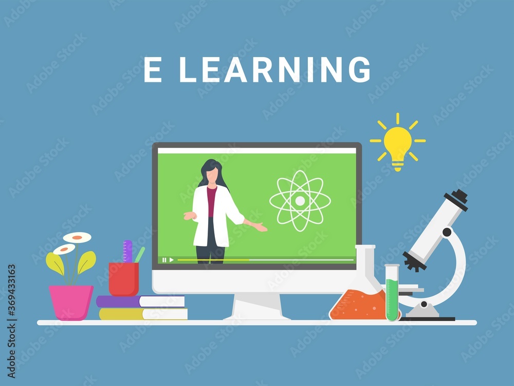 e-learning and online education concept, distance learning, professor ...
