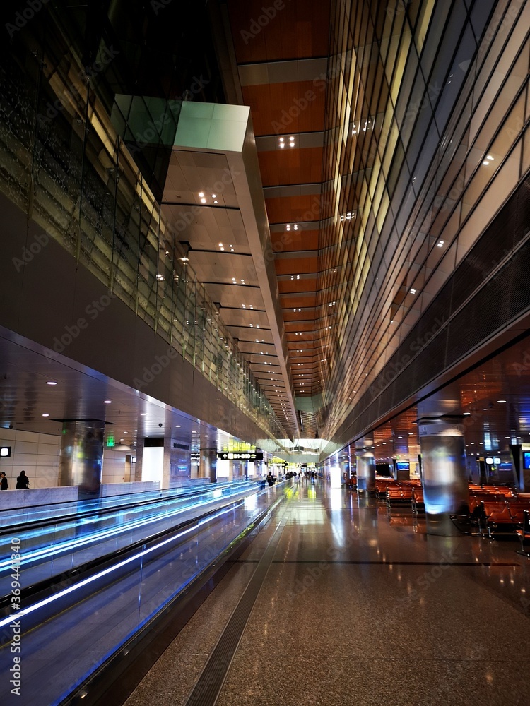 Doha, Qatar: February 28, 2919: Interior of Hamad International Airport ...