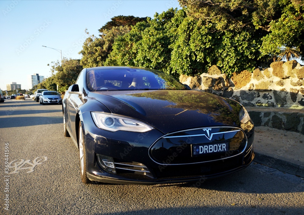 Melbourne, Australia: March 05, 2019: Tesla Model S parked on a street ...