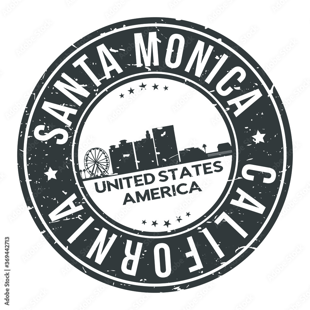 Santa Monica California USA Round Stamp Icon Skyline City Design Badge ...
