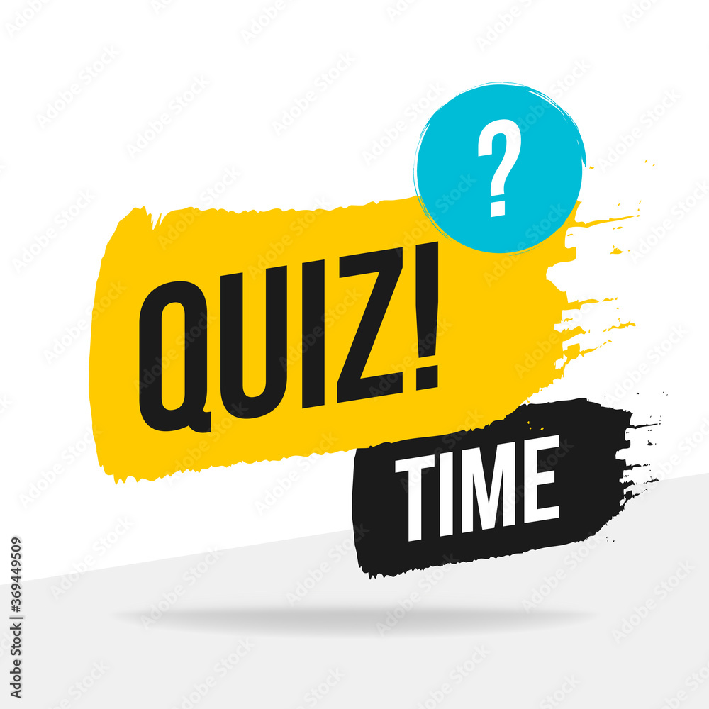 Quiz Time icon, emblem, logo in brush stroke style. Vector flat ...