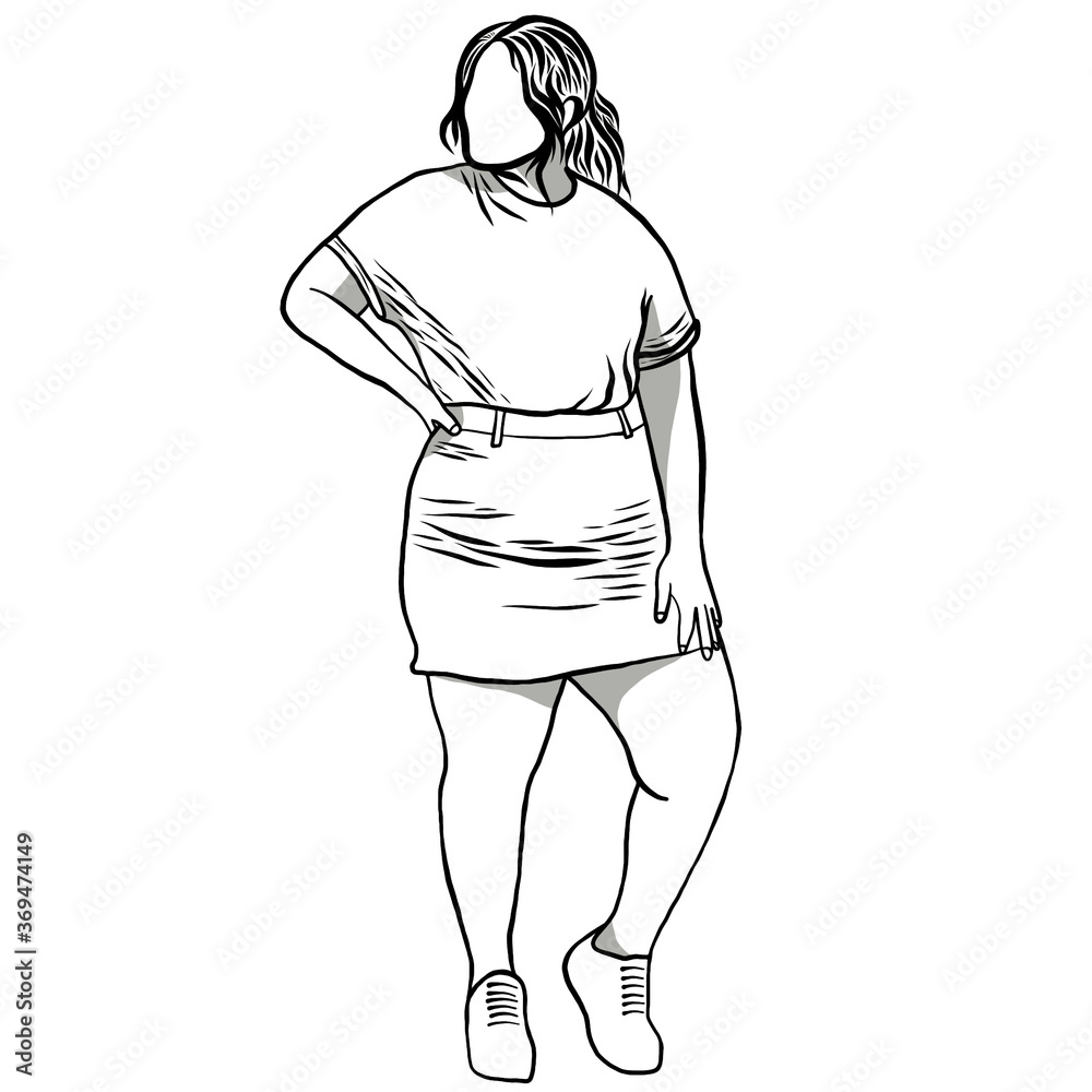 Body positive concept.Woman plus size.Confident obese women on over ...