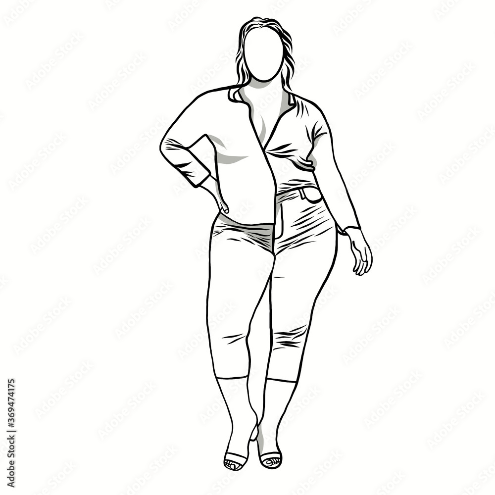 Body positive concept.Woman plus size.Confident obese women on over ...