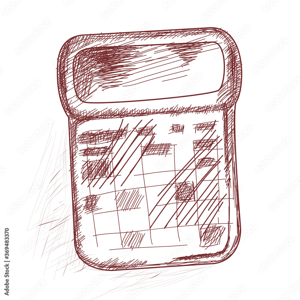 Calculator. Design element for school products.vector. Hand drawing ...
