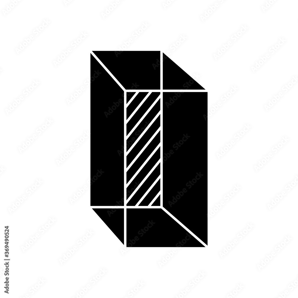 geometric shapes concept, rectangular prism icon, silhouette style ...