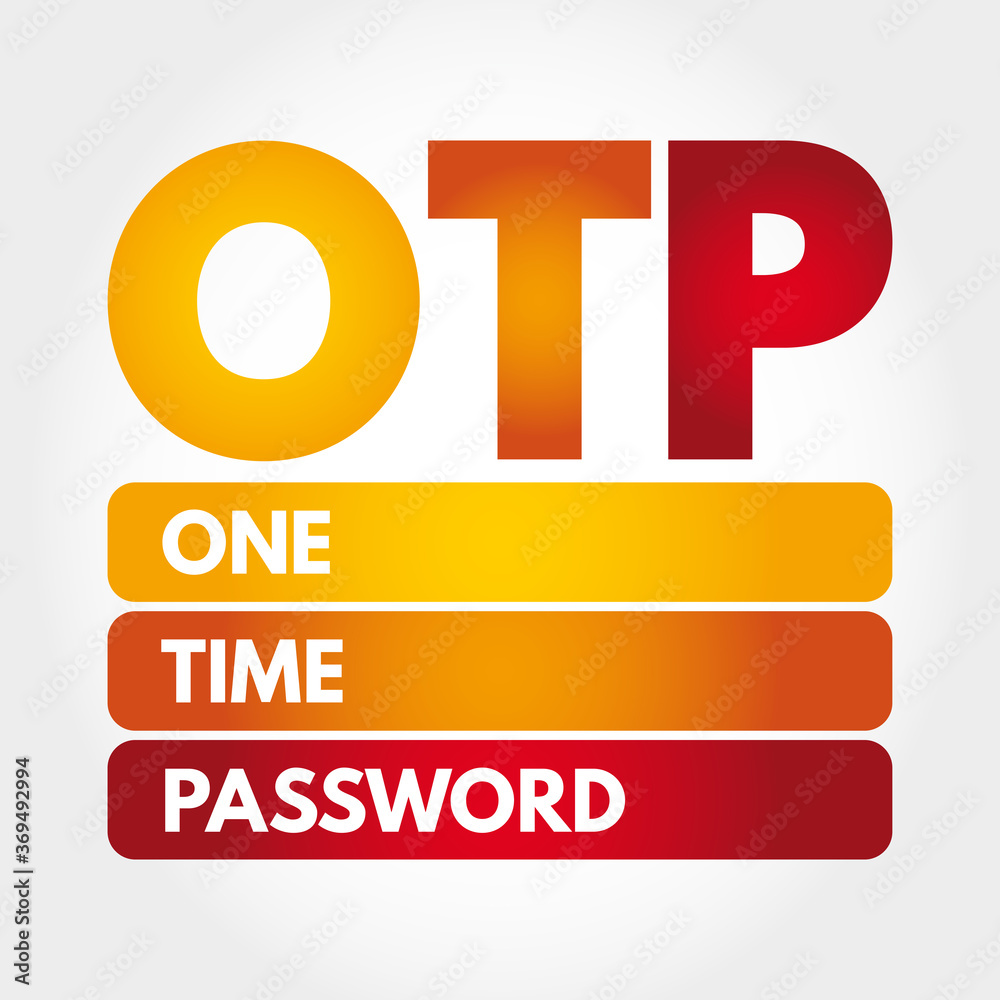 OTP - One Time Password acronym, technology concept background Stock ...