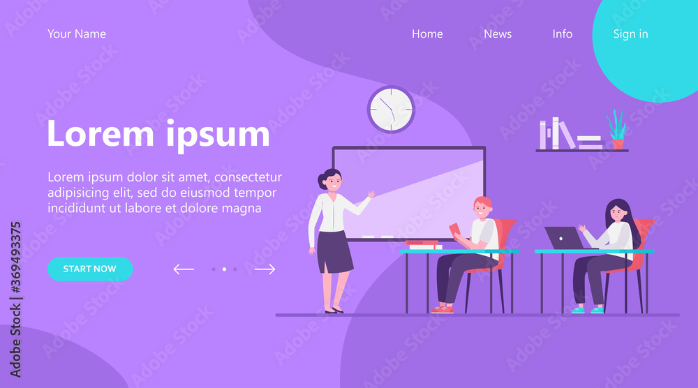 Students in classroom flat vector illustration. Cartoon young ...