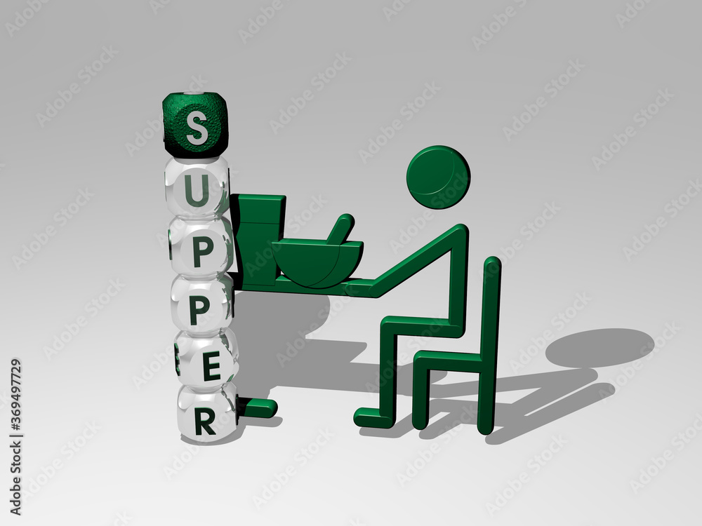 3D illustration of SUPPER graphics and text around the icon made by ...