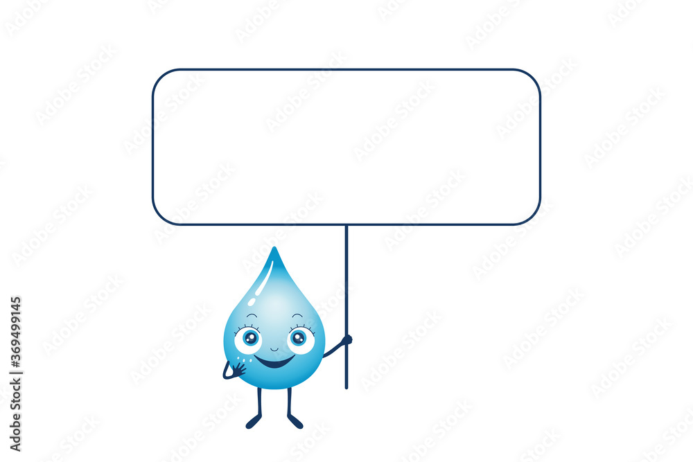 Vector illustration of water drop character holding up a sign board ...