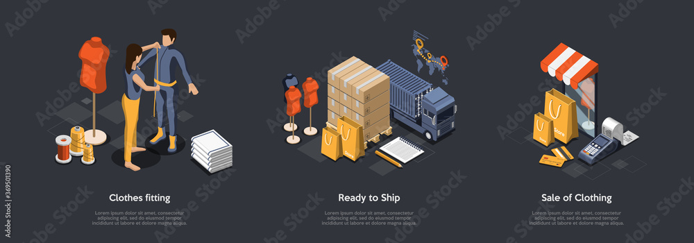 Clothing Production From Availability And Under Order. Process Of Sew ...