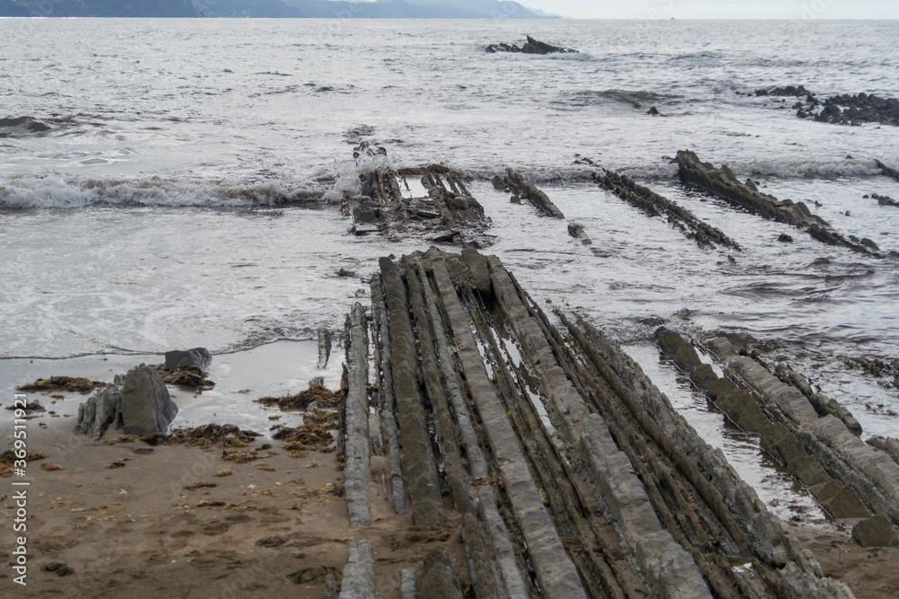 Flysch. The Flysch of Zumaia. Rocks layers of sedimentary origin on the ...