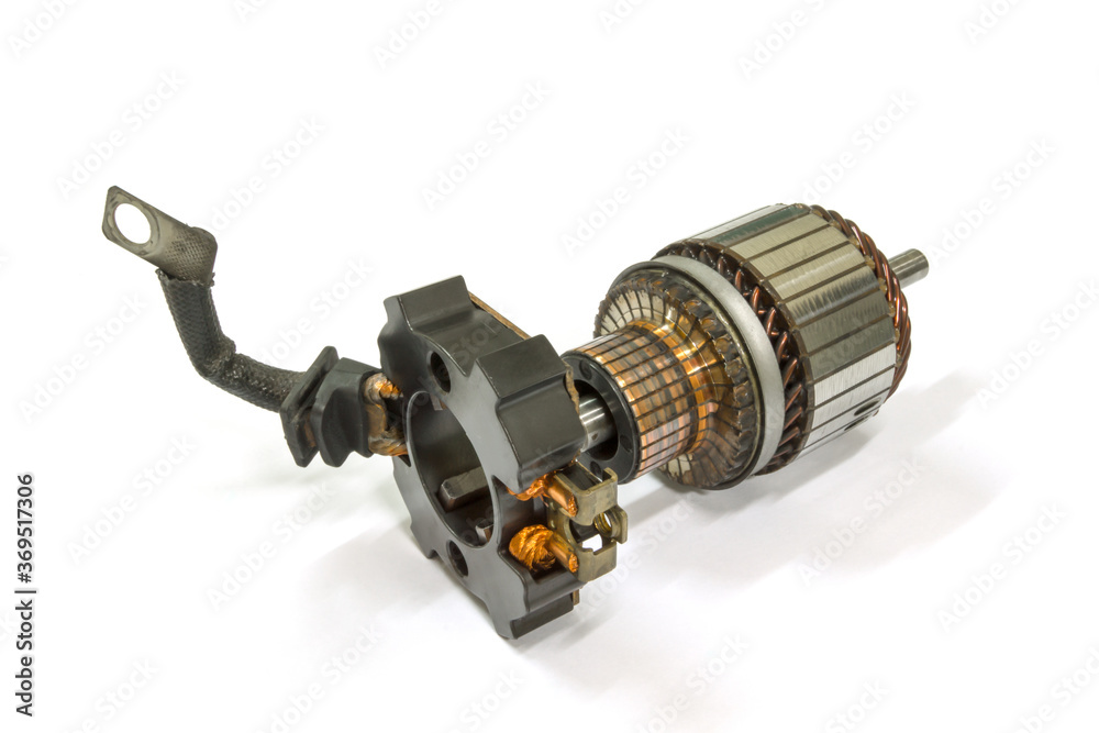Old field coil starter motor on white background, isolated, Car ...