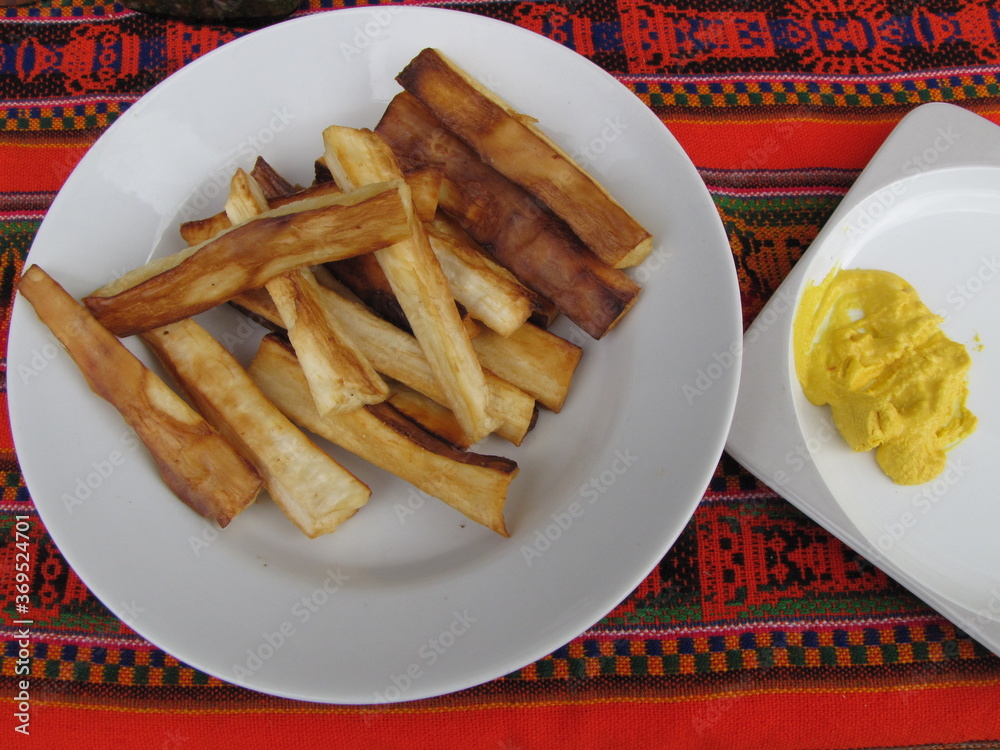 Yuca frita, Cusco, Perú, comida típica peruana Stock Photo | Adobe Stock