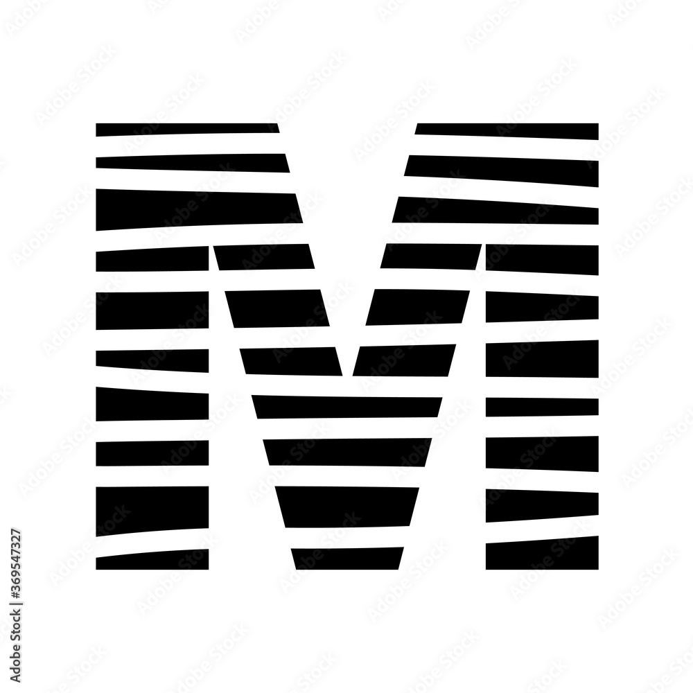 Letter M - striped mottled font - isolated, vector Stock Vector | Adobe ...