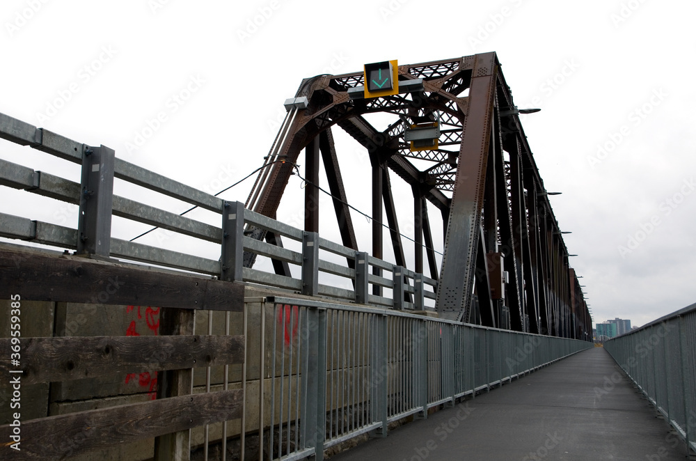 Old Metal Railroad Bridge Converted for City Bus Transport Stock Photo ...