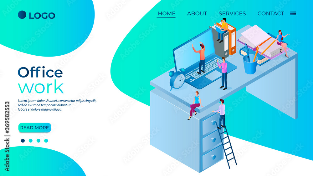 Office work.A group of office workers working in an office.Teamwork and ...