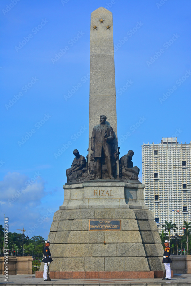Jose Rizal statue monument at Rizal park in Manila, Philippines Stock ...