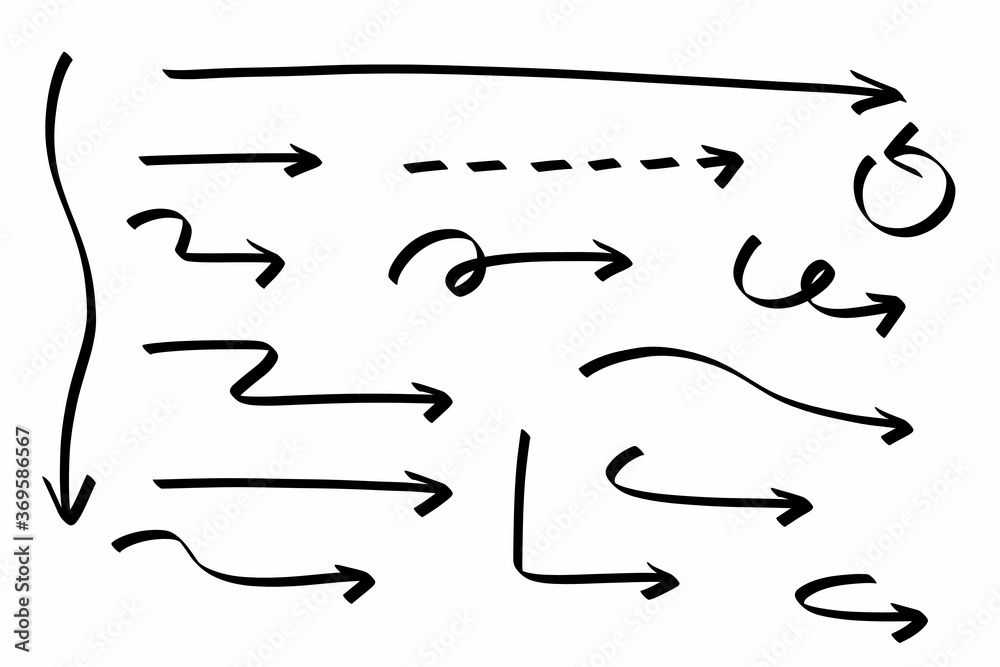 arrow vector hand draw doodle vector illustration set. arrows direction ...