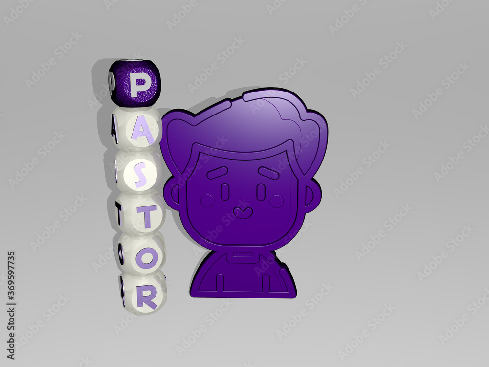 3D illustration of pastor graphics and text around the icon made by ...