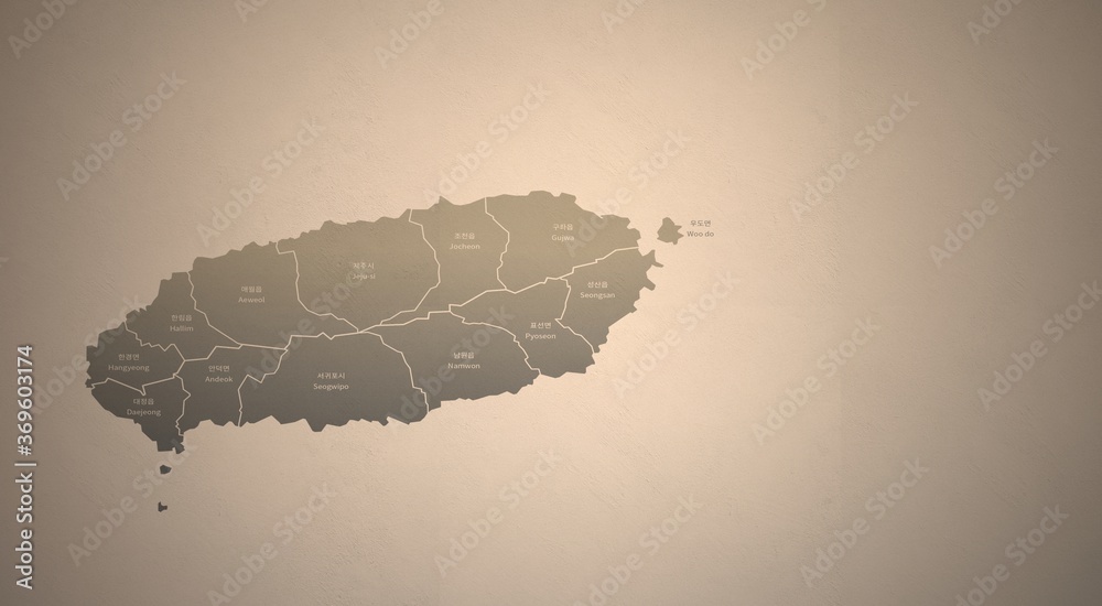 jeju island map. Map by South Korean Administrative Region 3d ...