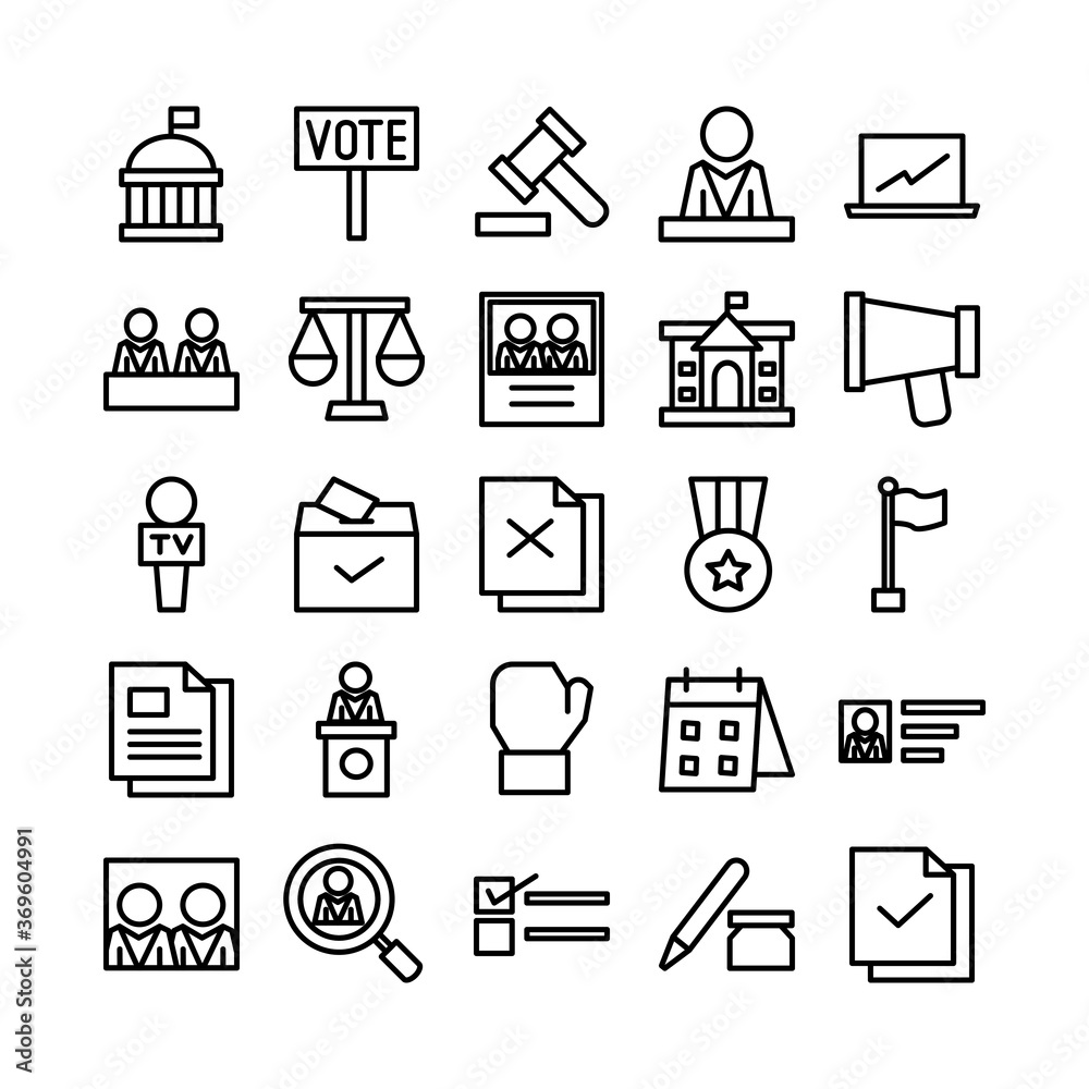 President icon set vector line for website, mobile app, presentation ...